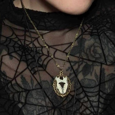 Jaw Bone Necklace With Green Aventurine and Black Jasper mink Mandible ...
