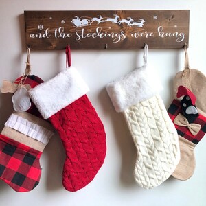 And the Stockings Were Hung Wooden Sign, Stocking Holder Sign, Wooden ...