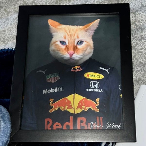 Red Ball, Formula Racing Car, F1 Driver Team Pet Portrait, Custom Dog ...