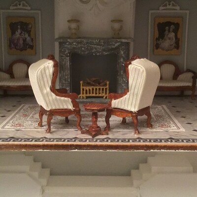 1:48 1/4 Quarter Scale Victorian Canopy Hooded Chair for Dollhouse ...