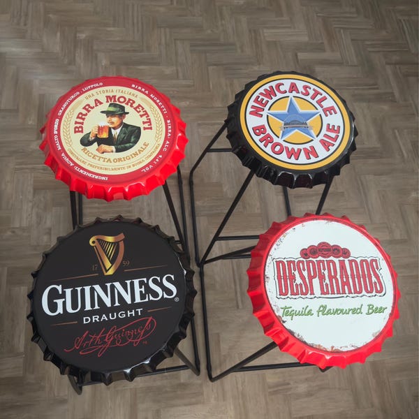 Bar Stool Man Cave Bar Stool Home Bar Bottle Top Cap Custom Design ...