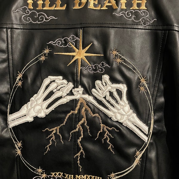 Till Death Leather Jacket Black Wedding Embroidered Leather Jacket ...