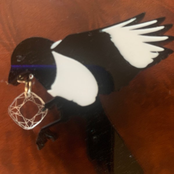 Magpie Bird Brooch - Laser Cut Acrylic - Etsy