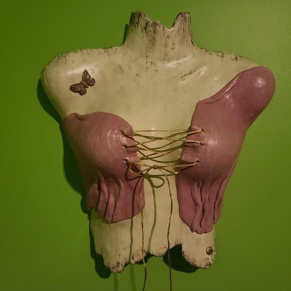 Life Size Torso Sculpture L– Ceramic Corset – Handmade Clay Plaster ...