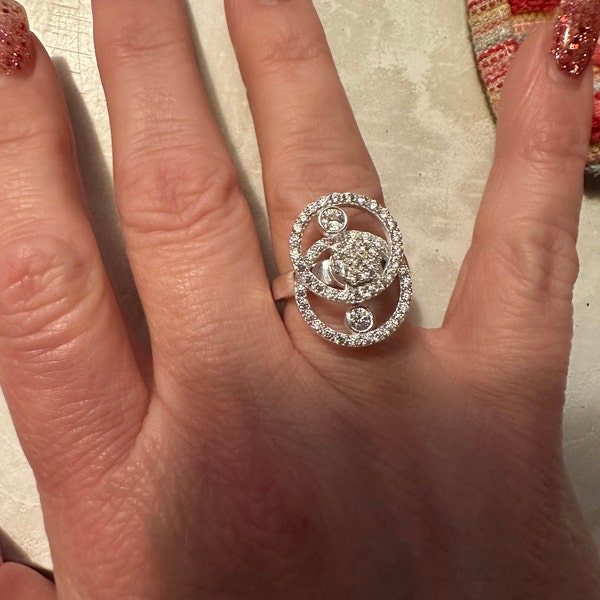 Sterling Silver Motion Spinner Ring, Zircone Promise Ring - Etsy