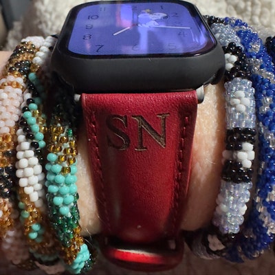 Red Genuine Leather Apple Watch Band 42mm, 38mm, 40mm, 44mm, 49mm for ...