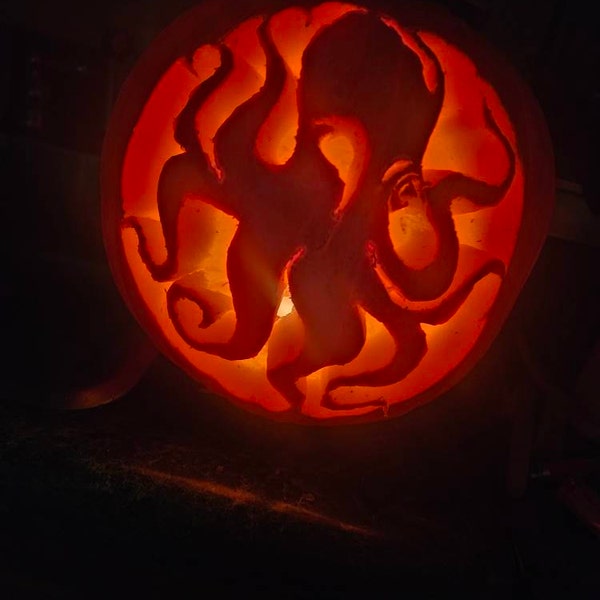 Octopus Pumpkin Stencil, Octopus Pumpkin Stencil, Pumpkin Carving ...