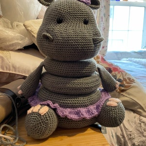 Hippo Stacking Toy Crochet Pattern Amigurumi Safari Animal - Etsy