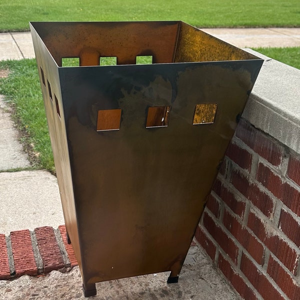 Large Rustic Metal Planter, Outdoor Metal Planter Box, Tall Copper ...