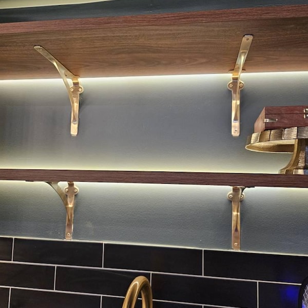 Antique Brass Arched Shelf Bracket | Lacquered Heavy Solid Cast Brass ...