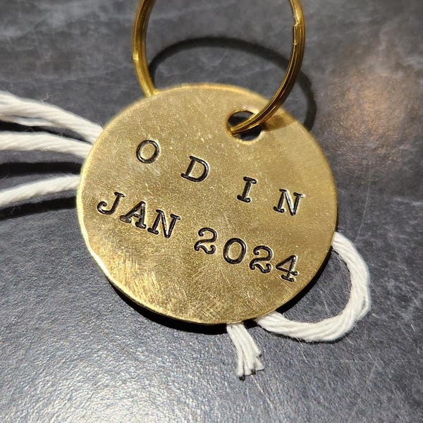 Custom Hand Stamped Dog Tags - Gold Handmade Engraved Typewriter Font ...