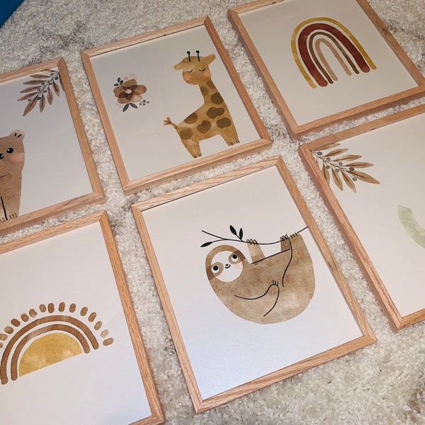 Boho Animal Nursery Prints, Bohemian Wall Art, Nursery Decor, Earthy ...