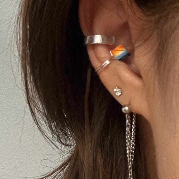 Asexual Flag Hooks (single or Pair) | Ear Cuff No Piercings Needed ...