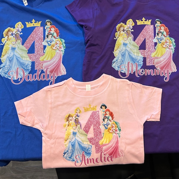 Custom Disney Princess Birthday Shirt | Personalized Family Disney Princess Tee | Disney Shirt ...