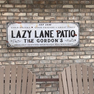 Rustic Patio Name Sign Personalized Patio Signs Outdoor Patio Decor ...