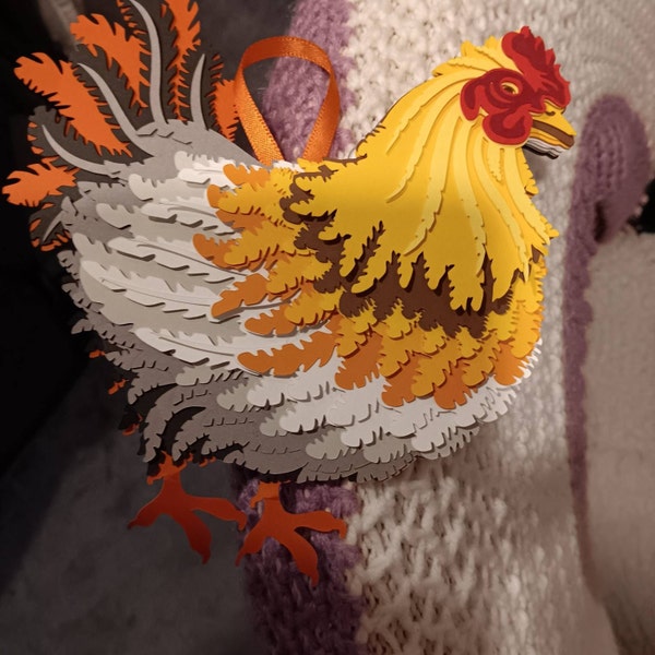 3D Layered Chicken SVG, 3D Layered Mother Hen, Layered Papercut Svg ...