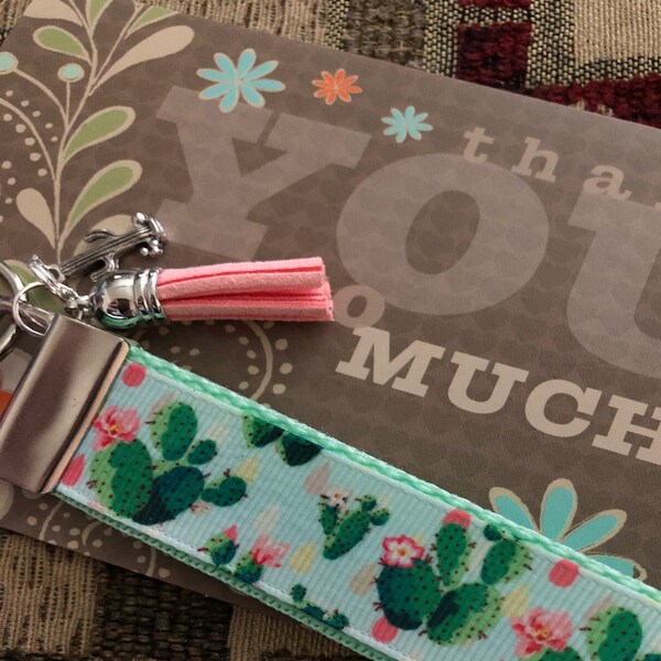 Cactus Key Fob - Cactus Keychain - Succulent Key Fob - Cactus Wristlet ...