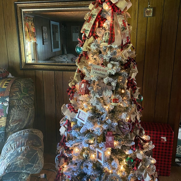 Christmas Tree Topper / Red Truck Tree Topper / Xmas Red Buffalo ...