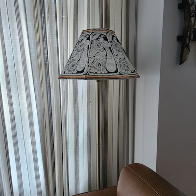Large Floor Lamp Shade in Vintage Style Plain Hand Painted Leather ...