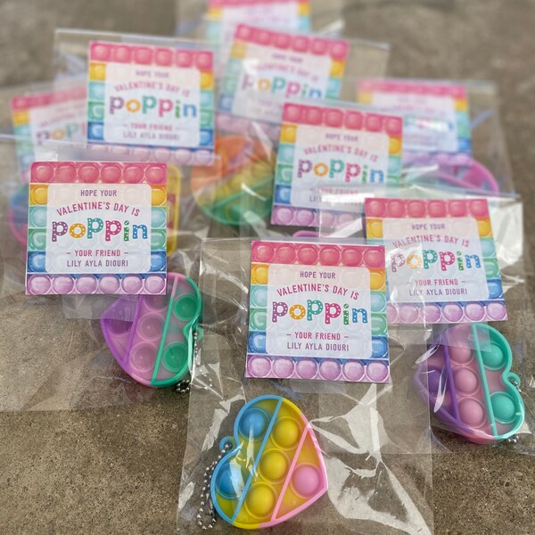 Valentine's Day Pop It Tags, Class Valentine Tags, Printable Pop It Toy ...