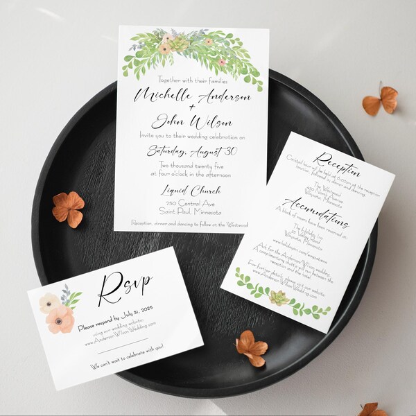 Menu Mockup 4x9 Card, Boho Wedding Menu Mock Up, Modern Wedding Dinner ...