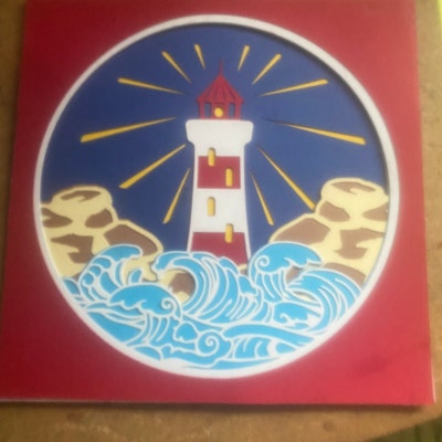 Lighthouse Shadowbox Ocean Decor Light House Wall Art Craft Waves ...