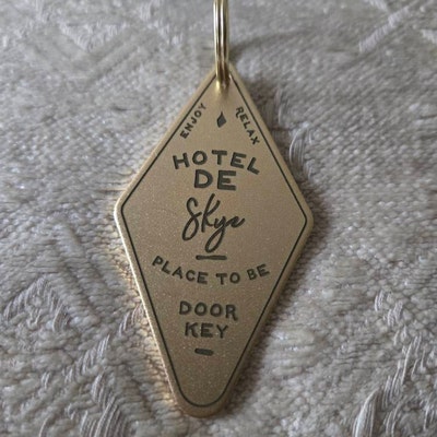 Personalized Vintage Hotel Keychain // Gold Key Ring // Personalised ...