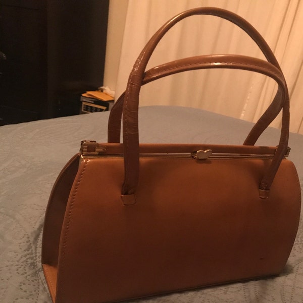 Vintage Handbag, Vintage Purse, Real Leather Handbag, 50s Handbag, 50s ...