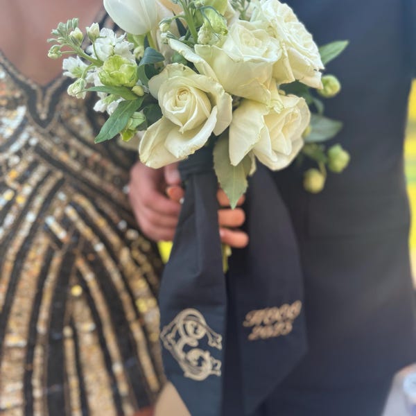 Hoco Custom Embroidered Bouquet Wrap Sash Bow Prom Bouquet Sash With ...