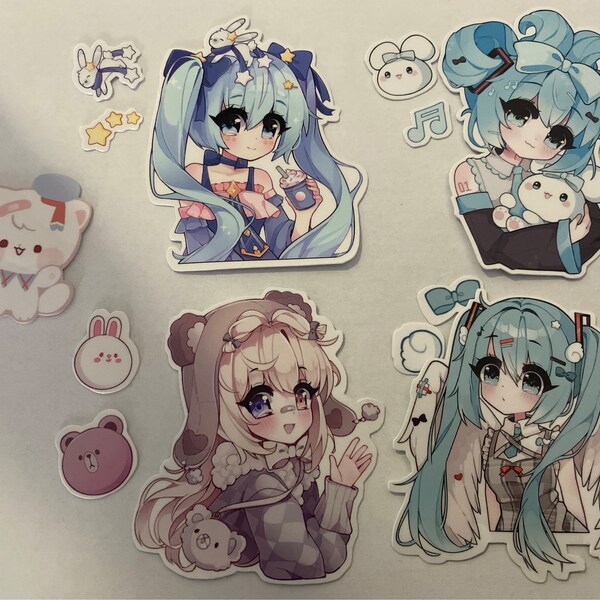 Angel Miku Waterproof Vinyl Sticker Pack - Kawaii Anime Girl Laminated ...