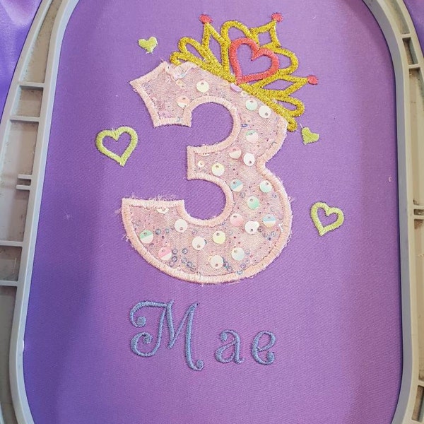 BX Princess Tiara + Pearls Numbers Set 0-9 Applique Machine Embroidery ...