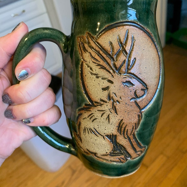 Jackalope Mug 16oz - Handmade Stoneware Coffee Mug Jackalope Art ...
