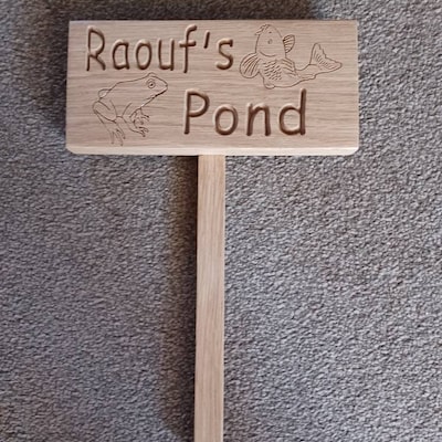 Personalised Wooden Pond Sign/oak Plaque/garden/water Feature/fish/frog ...