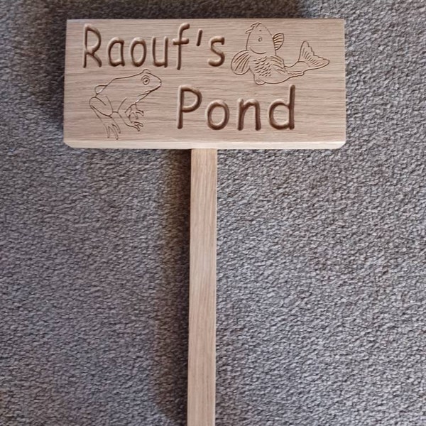 Personalised Wooden Pond Sign/oak Plaque/garden/water Feature/fish/frog ...
