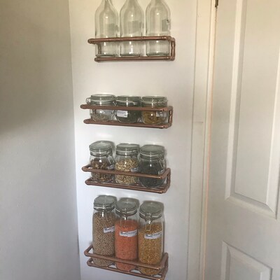Kitchen Shelves, Handmade Copper Kitchen Shelves With Jars for Dry ...