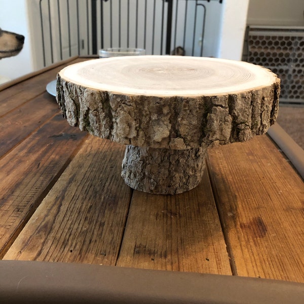 Brown Bark Wood Cake Stand: Rustic Wedding, Smash Cake Display - Etsy