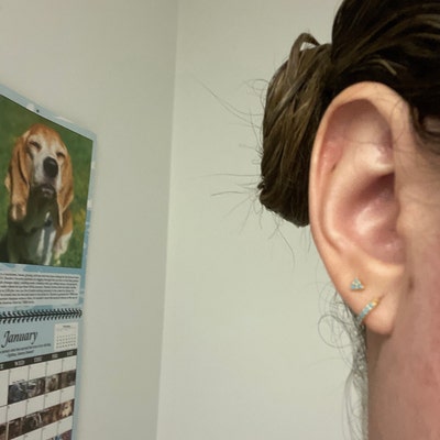 Turquoise Hoop Earring Sterling Silver Earring Dainty Hoop Huggie Hoop ...