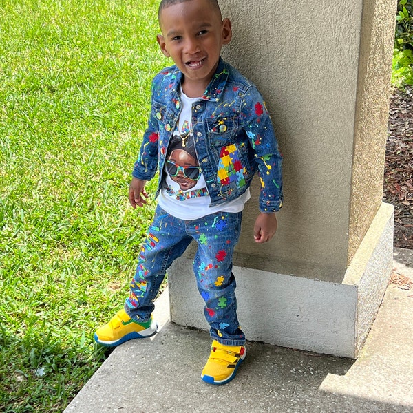 Kids Custom Characters Denim Jean Birthday Outfit Doggyland - Etsy