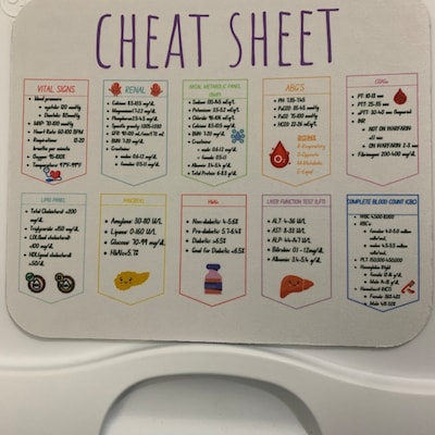 Health Care Cheat Sheet Digital Download Vitals and Lab Values Cheat ...