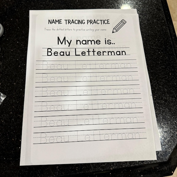 Pre-k Custom Name Tracing Worksheet - Etsy