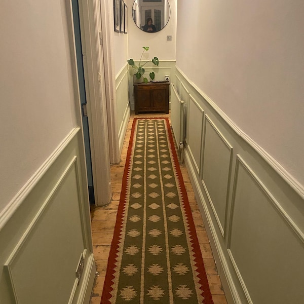 Southwestern Navajo Wool Jute Area Rug Vintage Kilim Pattern Handmade ...