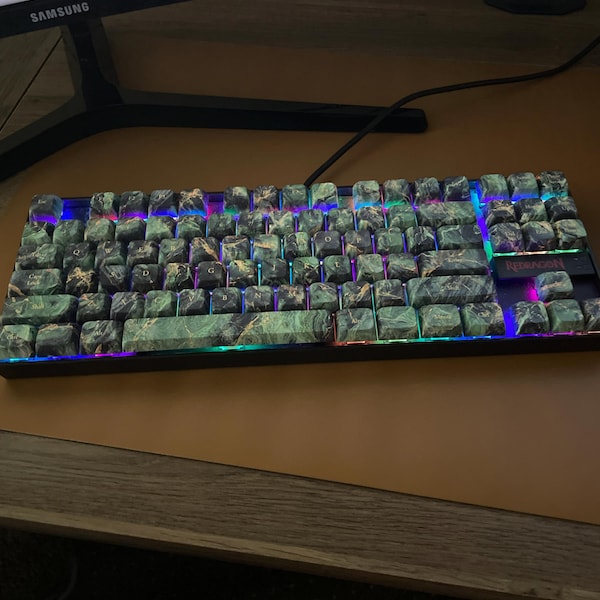 Green Marble Keycaps | 109 Cherry or XDA Profile Keys for Mechanical ...
