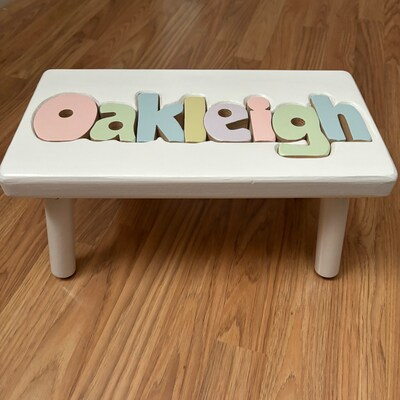 Personalized Puzzle Stool White Finish. - Etsy