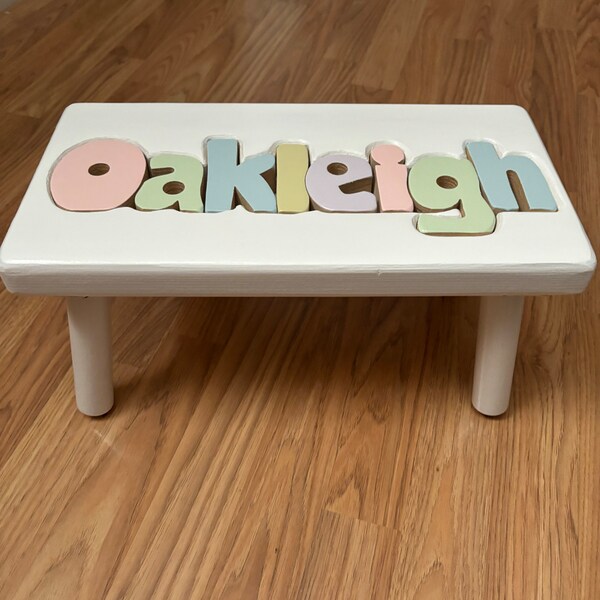 Personalized Puzzle Stool White Finish. - Etsy