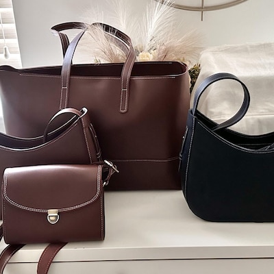 Leather Half-moon Bag, College Bag for Women, Shoulder Bag Minimal ...