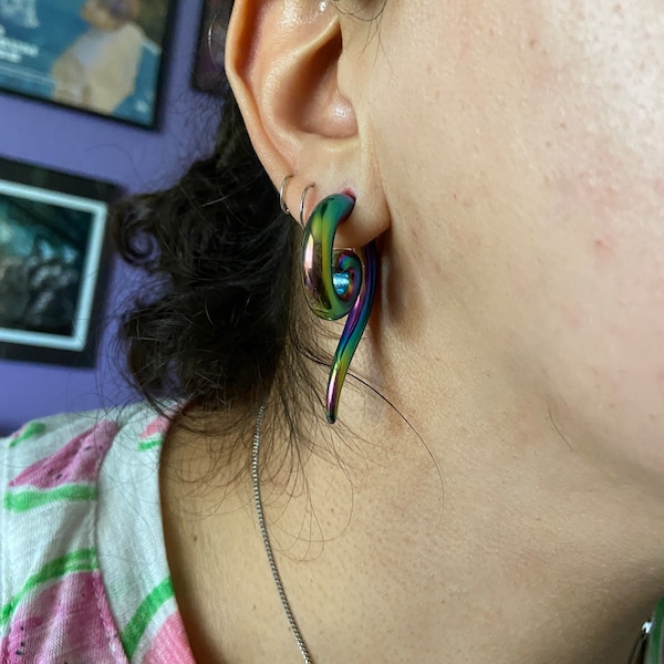 Pair Rainbow Steel 0g 2g 4g 6g 8g 10g 12g Ear Plugs Tunnels Tapers ...