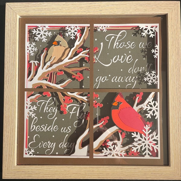 Cardinals Outside Window Shadow Box SVG / Memorial Shadow Box/ Cardinal ...