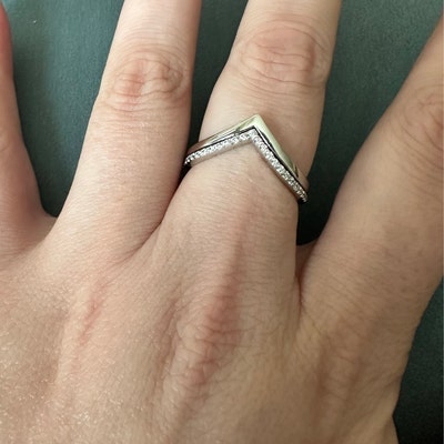 V Ring Set, Stacking Ring, Chevron Ring, Minimalist Ring, Wedding Band ...