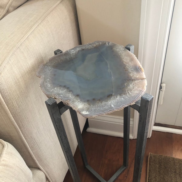 Agate Side Table-natural Stone End Table-handmade Bedside Table-agate ...