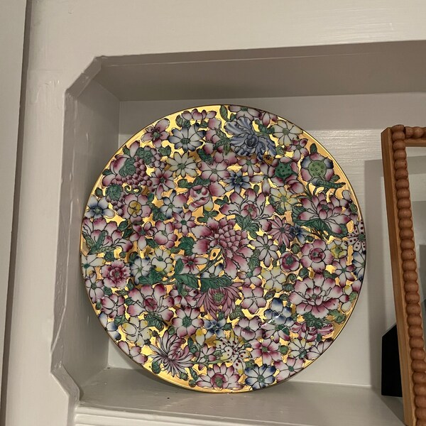 Vintage Rose Medallion Famille Decorative Bowl, Vintage Porcelain Hand ...